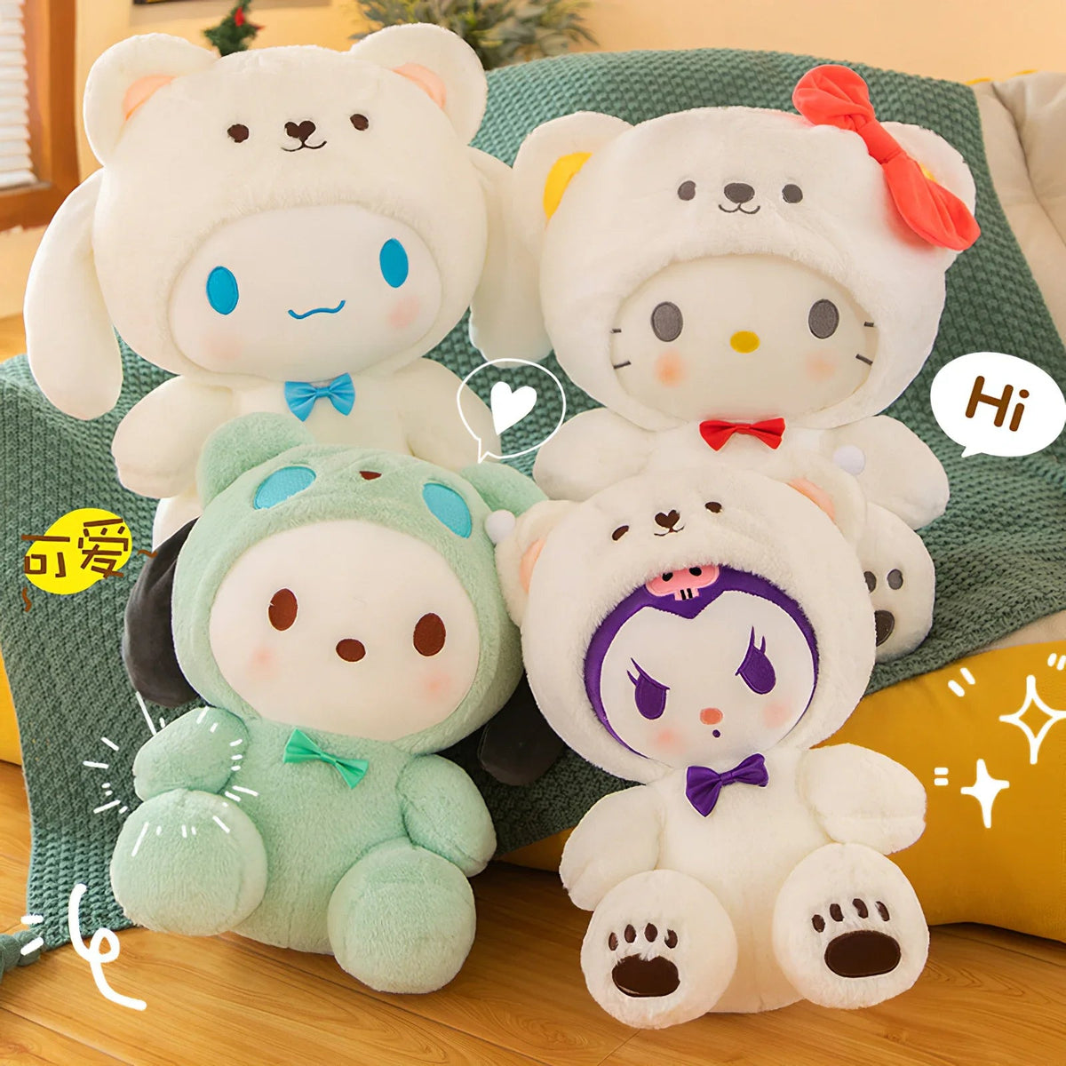 Cute Sanrio Plush Hello Kitty Kuromi Melody Toy Kawaii Cinnamoroll Big Ear Dog Soft Kids Gift ...