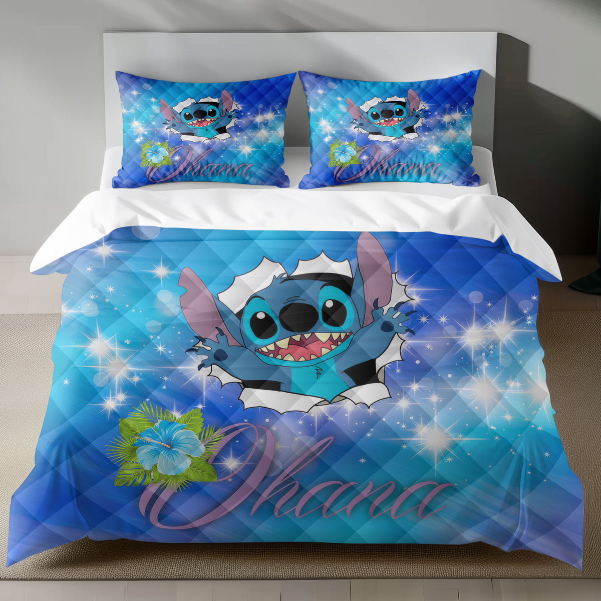 Stitch Bed Set - Lilo & Stitch Bedding Set/Quilt Set - Cute Blue Stitc ...