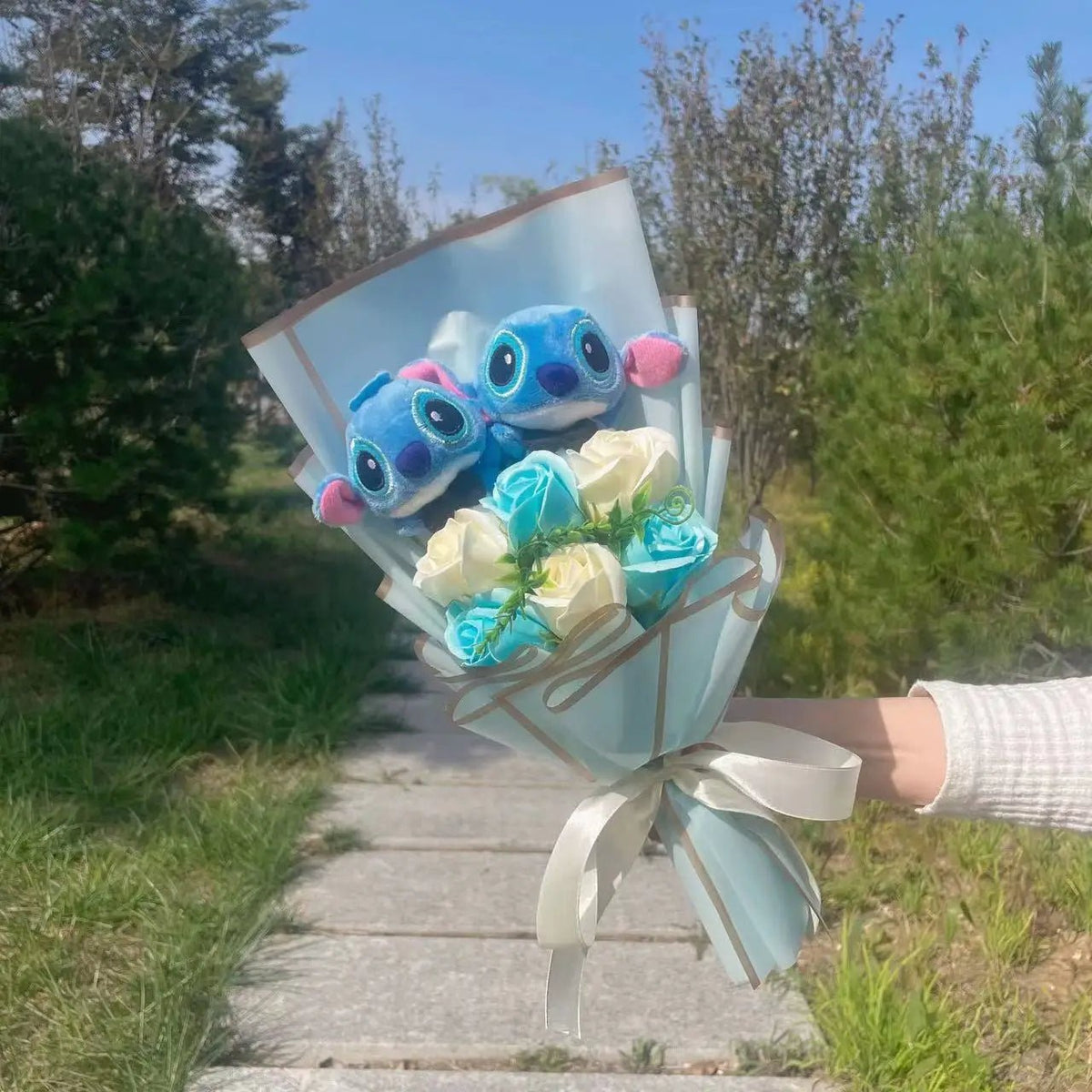 Stitch Hello Kitty Bouquet Halloween Jack Skellington Plush Dolls Flow ...