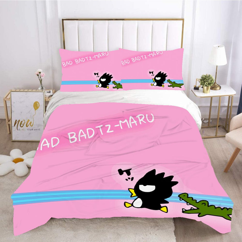 Badtz Maru Bed Set Cute Pink Bed Linen Sheets and Quilt Set LS22798 ...