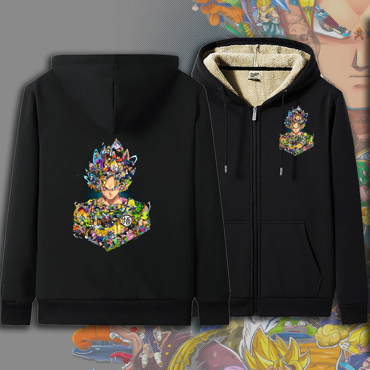 Dragon Ball Zip Hoodie dbz Goku Jacket Warm Coat Thick Lambswool ...