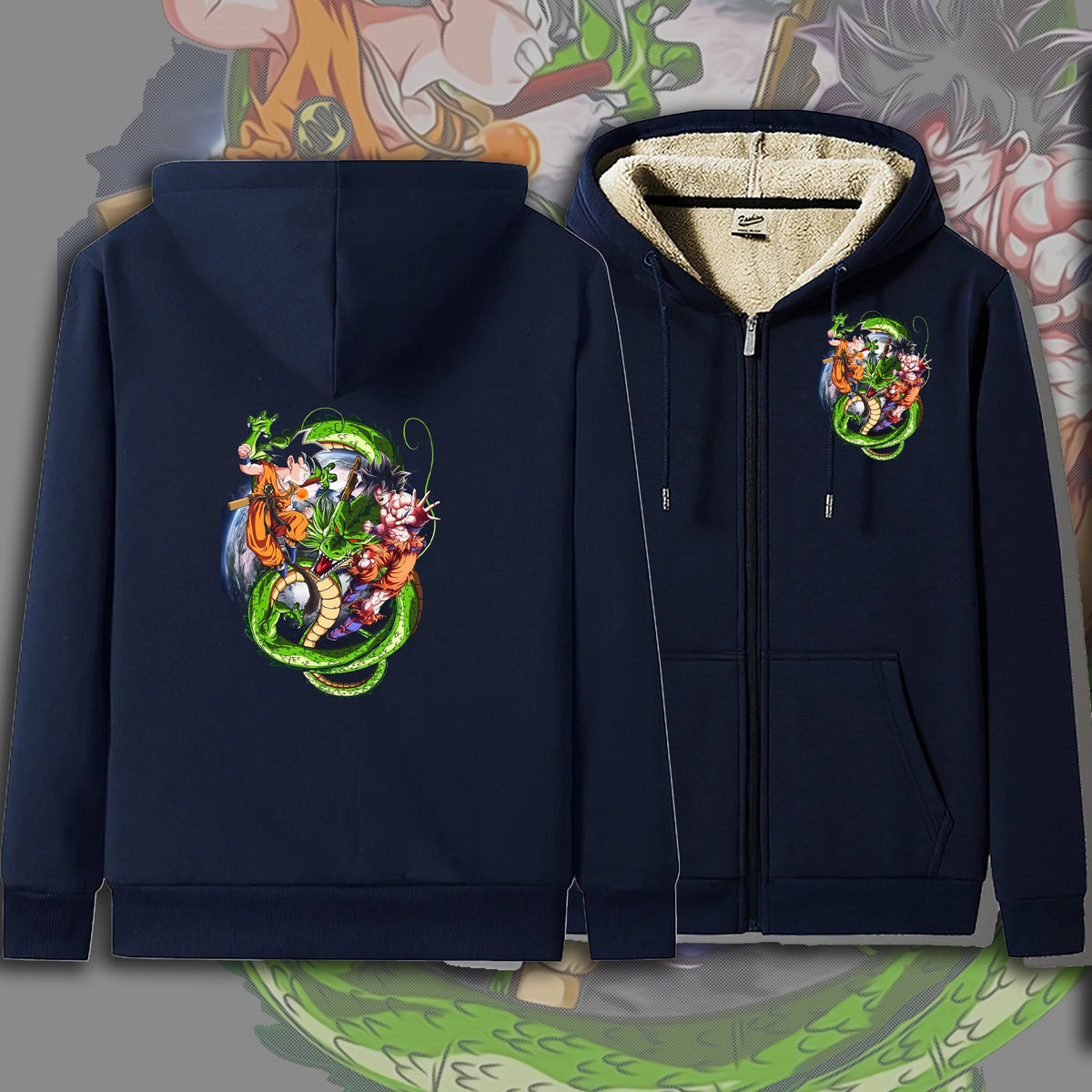 Dragon Ball Zip Hoodie dbz Goku Jacket Warm Coat Thick Lambswool ...