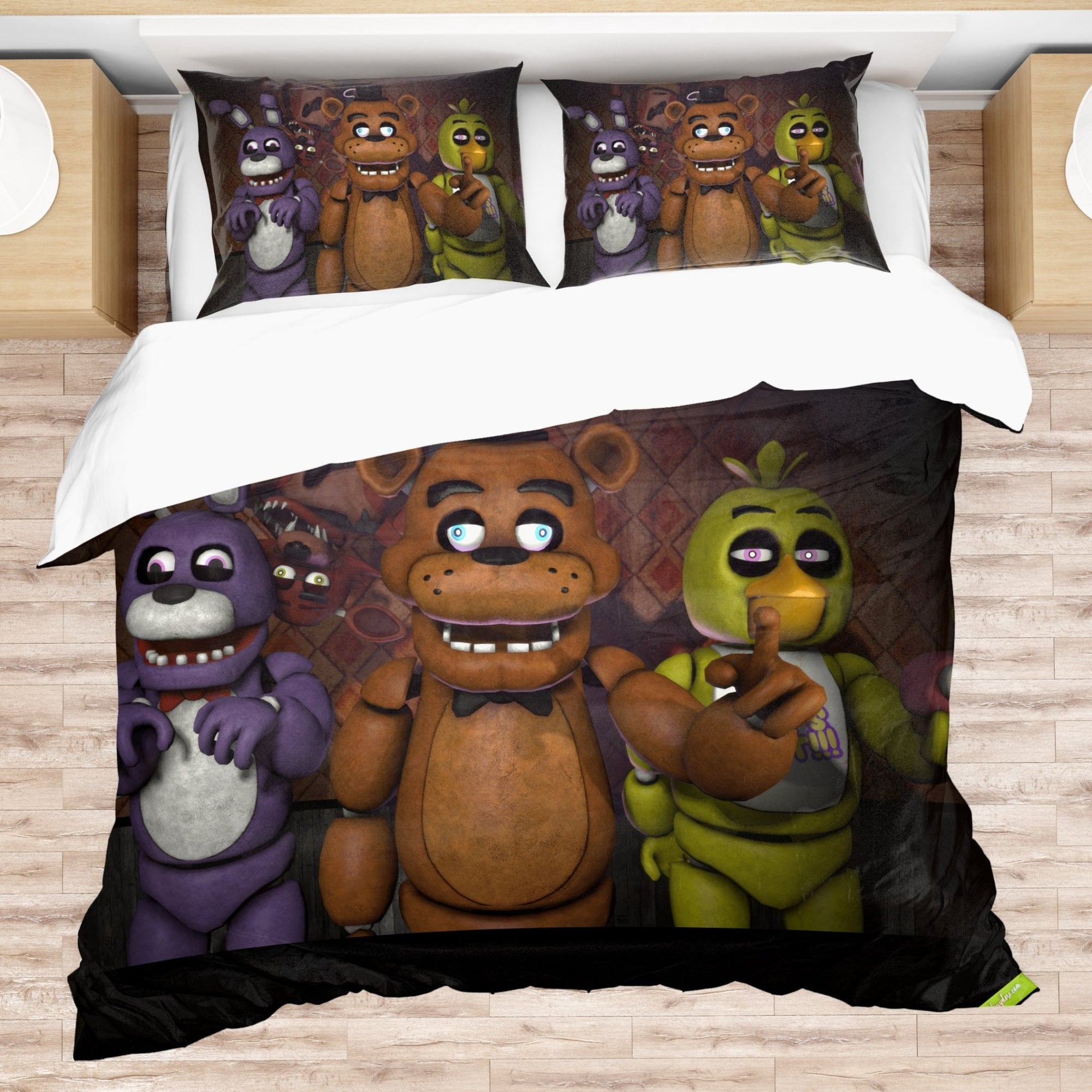 FNaF Bedding Set 3D Quilt Set Cartoon Freddy Fazbear Chica Foxy Bed ...