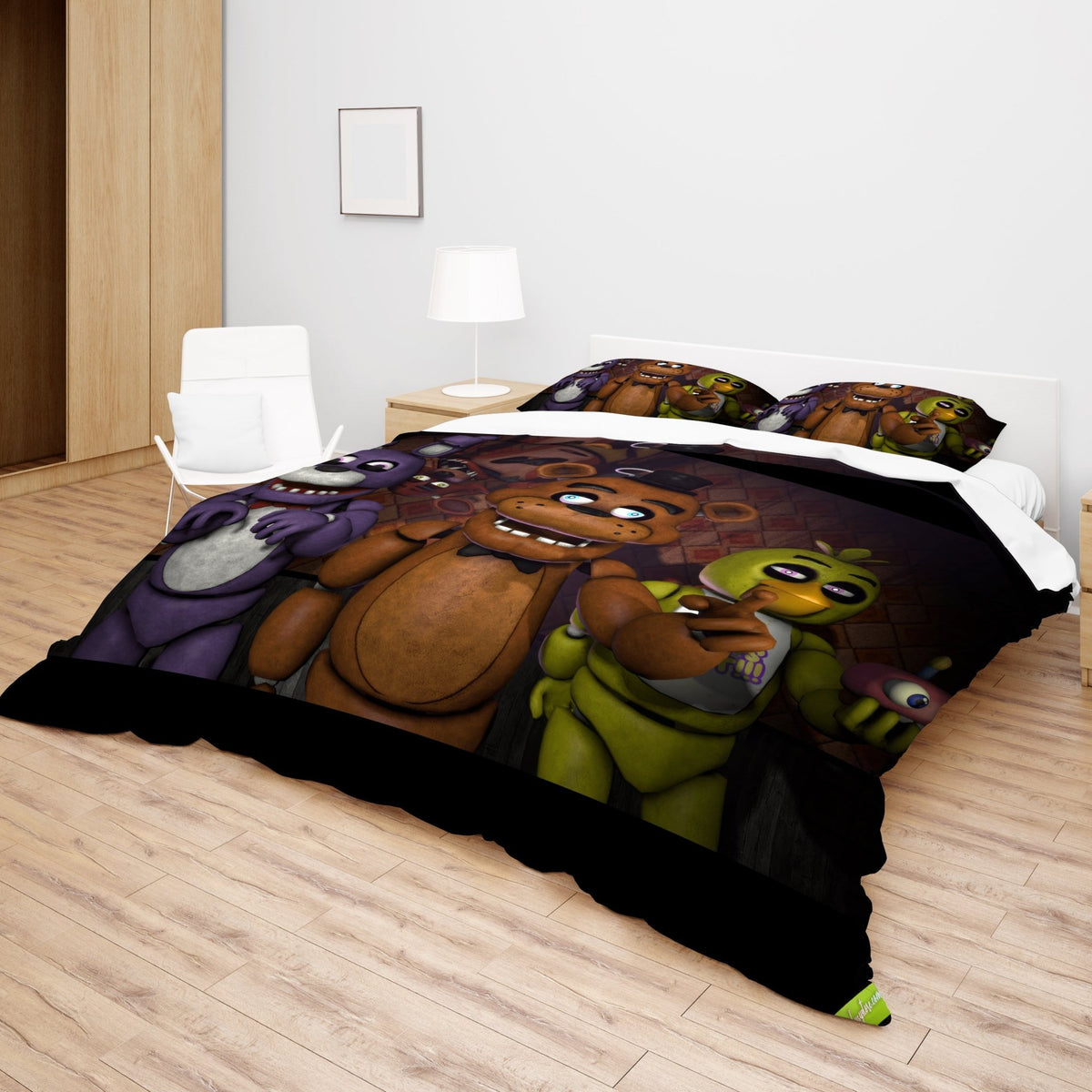FNaF Bedding Set 3D Quilt Set Cartoon Freddy Fazbear Chica Foxy Bed ...