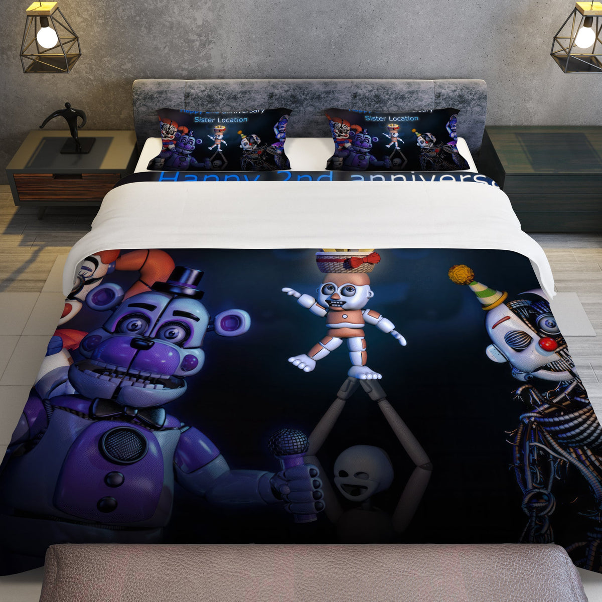 FNaF Bedding Set 3D Quilt Set Sister Location Cute Horror Game Bed ...