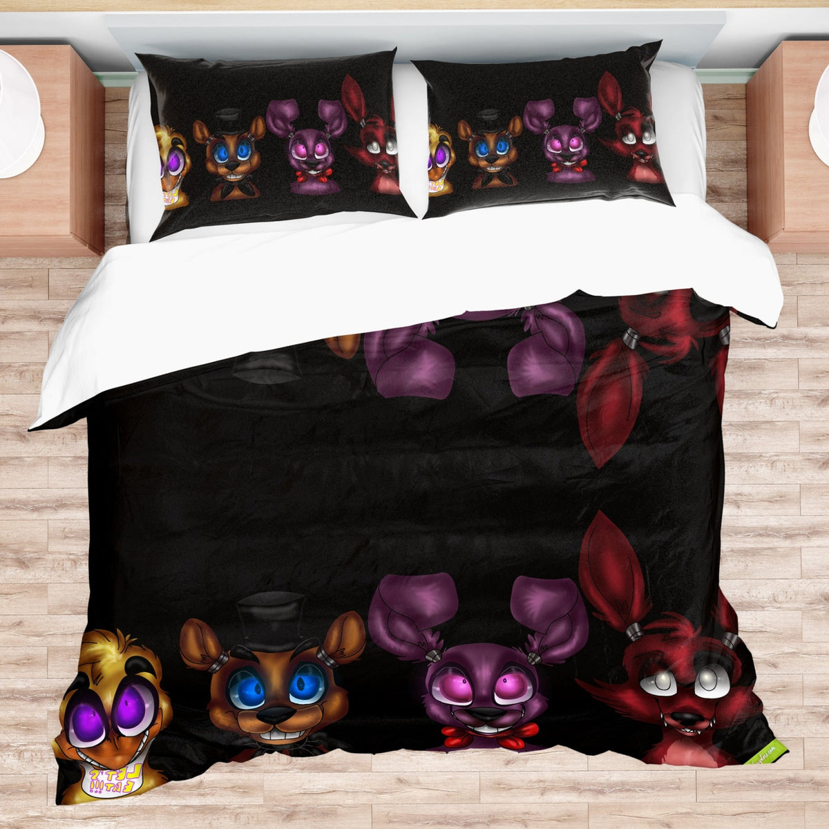 FNaF Bedding Set Cute Nightmare Bonnie Foxy Freddy Chica Quilt Set 3D ...