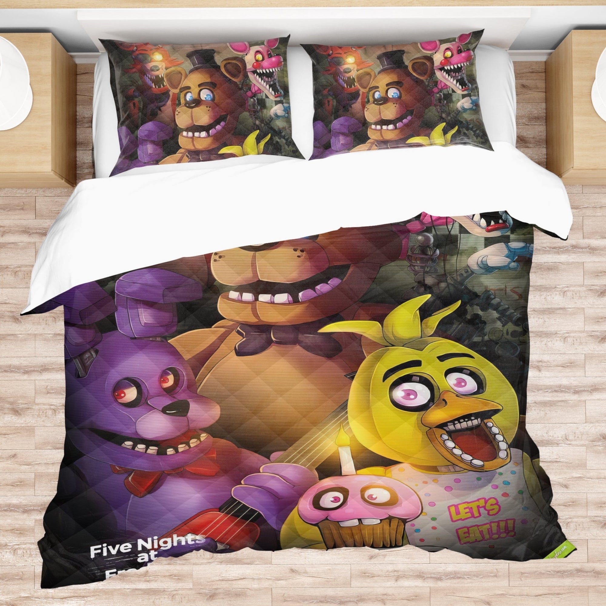FNaF Bedding Set Freddy Fazbear Chica Foxy Glamrock Quilt Blanket FNaF ...