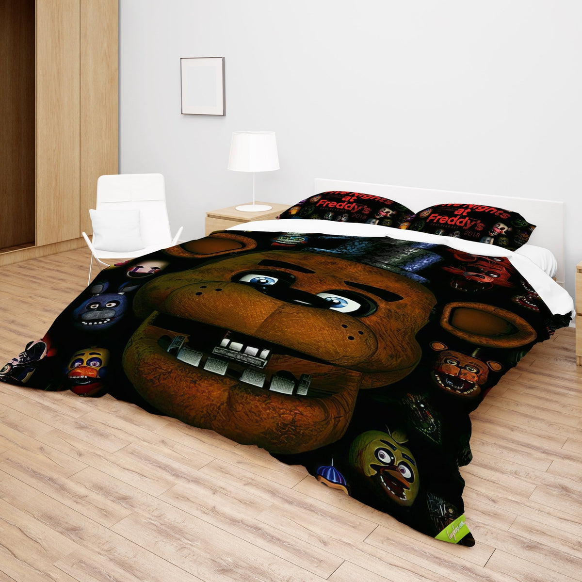 FNaF Bedding Set Game Freddy Fazbear Golden Freddy Black Quilt Set ...