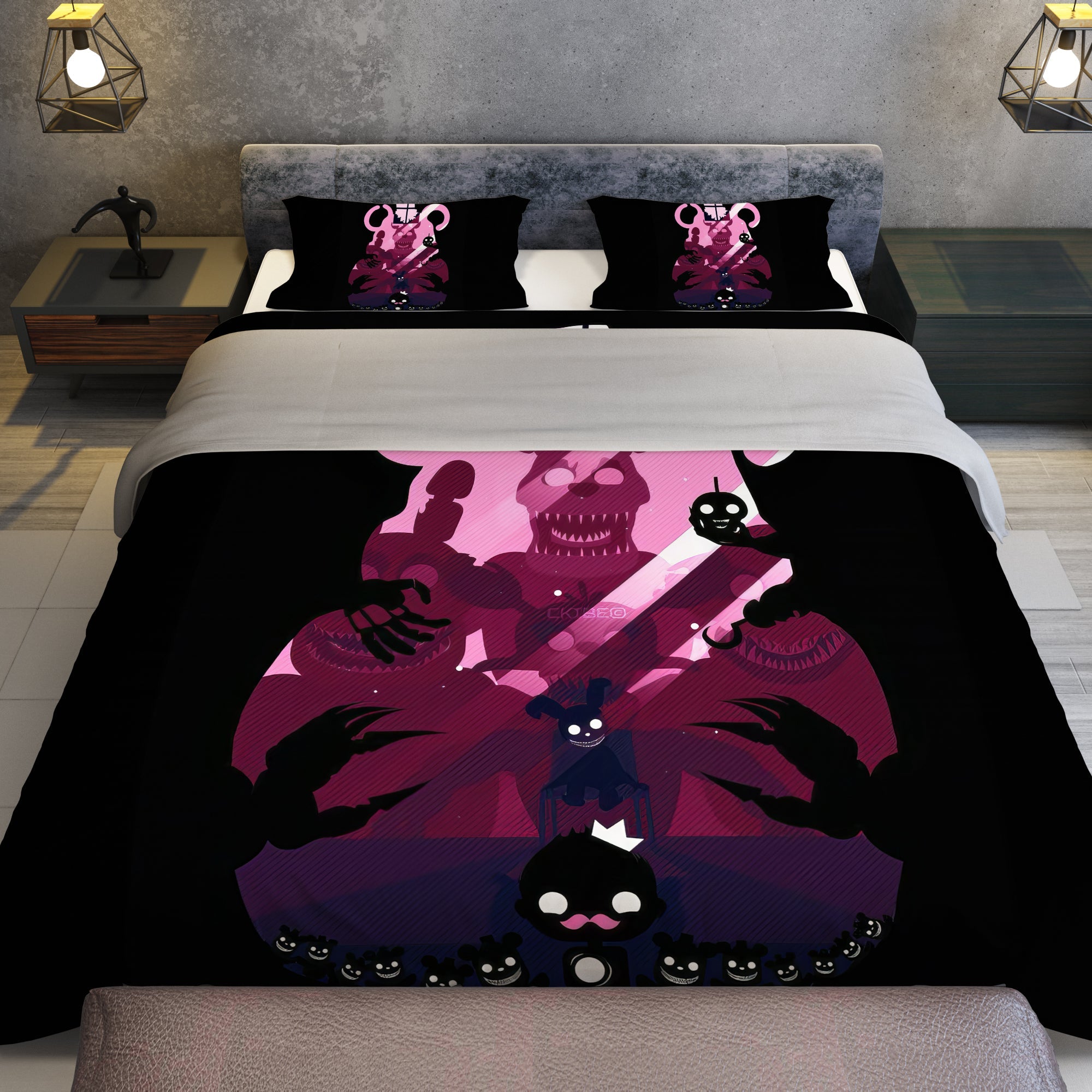 FNaF Bedding Set Horror Game Quilt Set Comfortable Soft Breathable ...