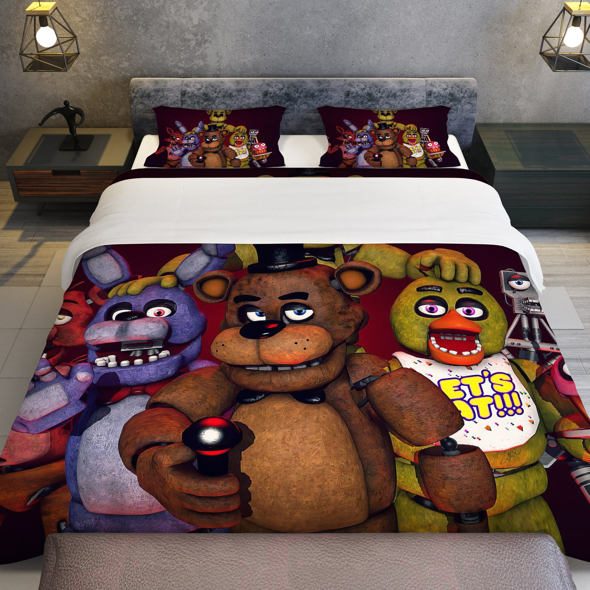 FNaF Bedding Set Quilt Set Cute Freddy Fazbear Chica Fox Bed Linen ...