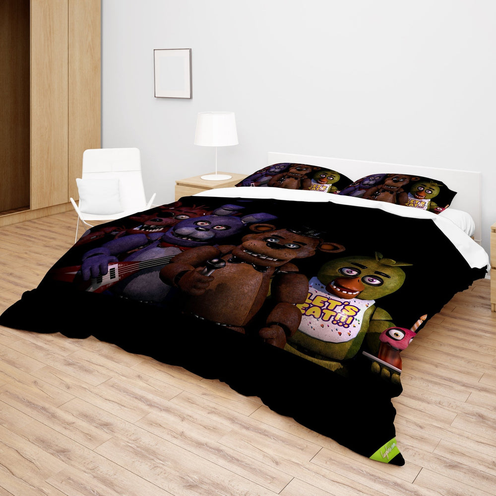 FNaF Bedding Set Quilt Set Freddy Fazbear Chica Foxy Glamrock Bed Linen ...