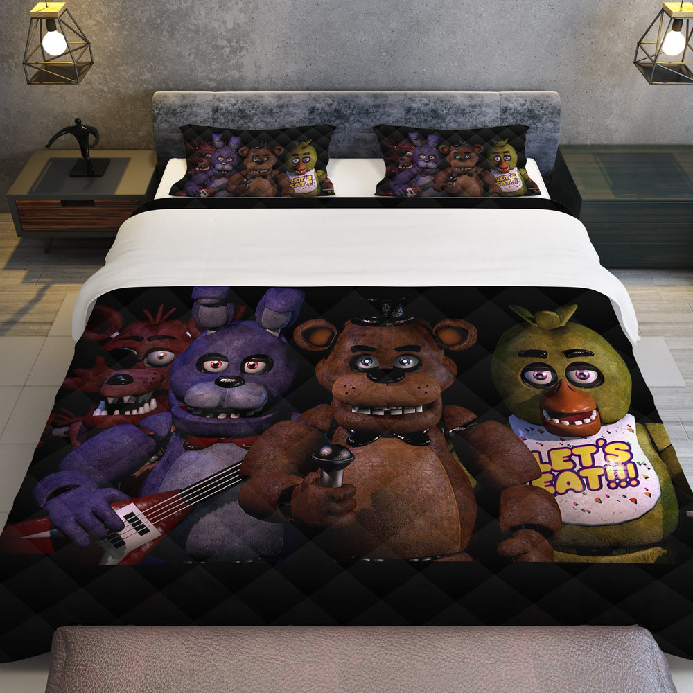FNaF Bedding Set Quilt Set Freddy Fazbear Chica Foxy Glamrock Bed Linen ...