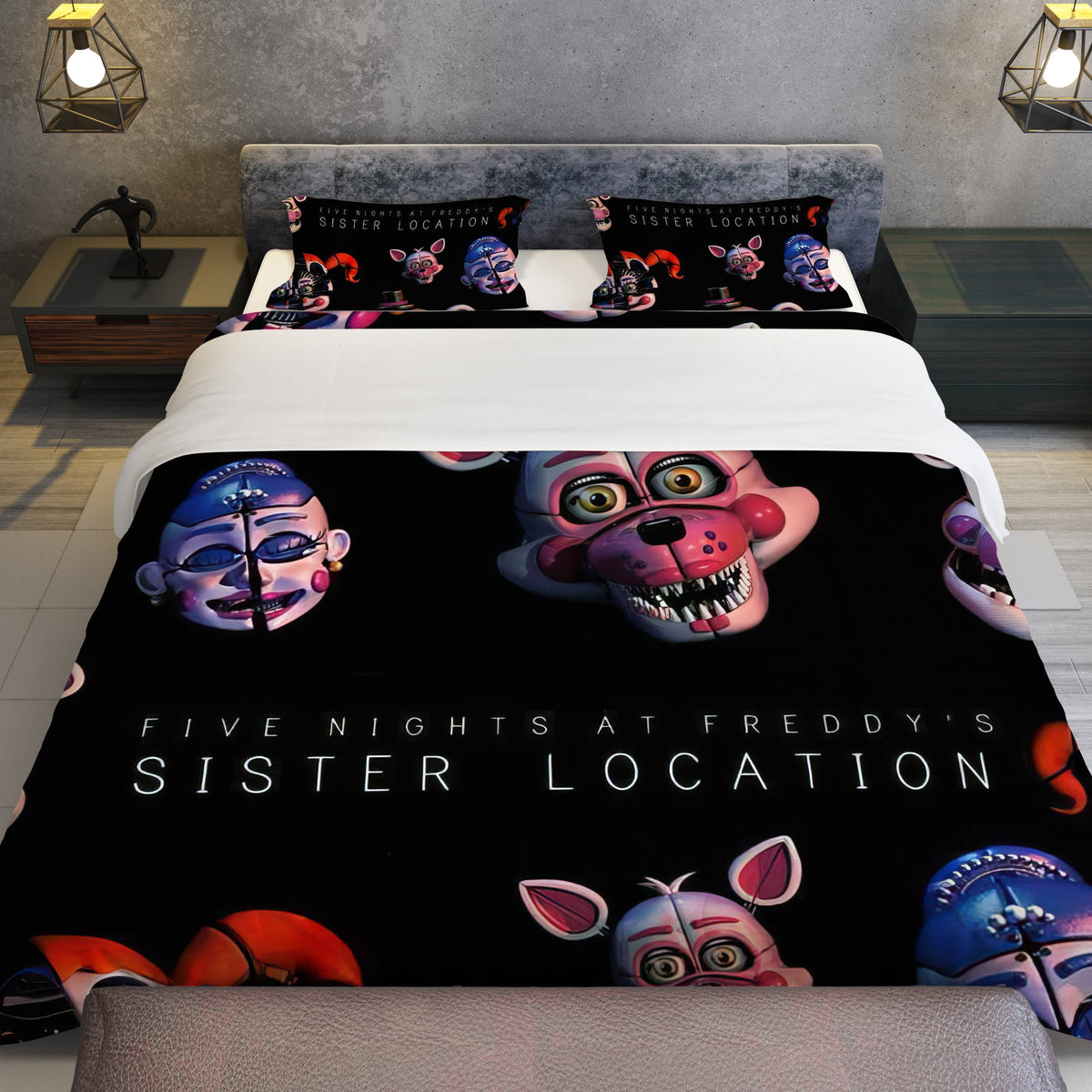 FNaF Bedding Set Quilt Set Freddy Funtime Foxy Sister Location Bed Set ...
