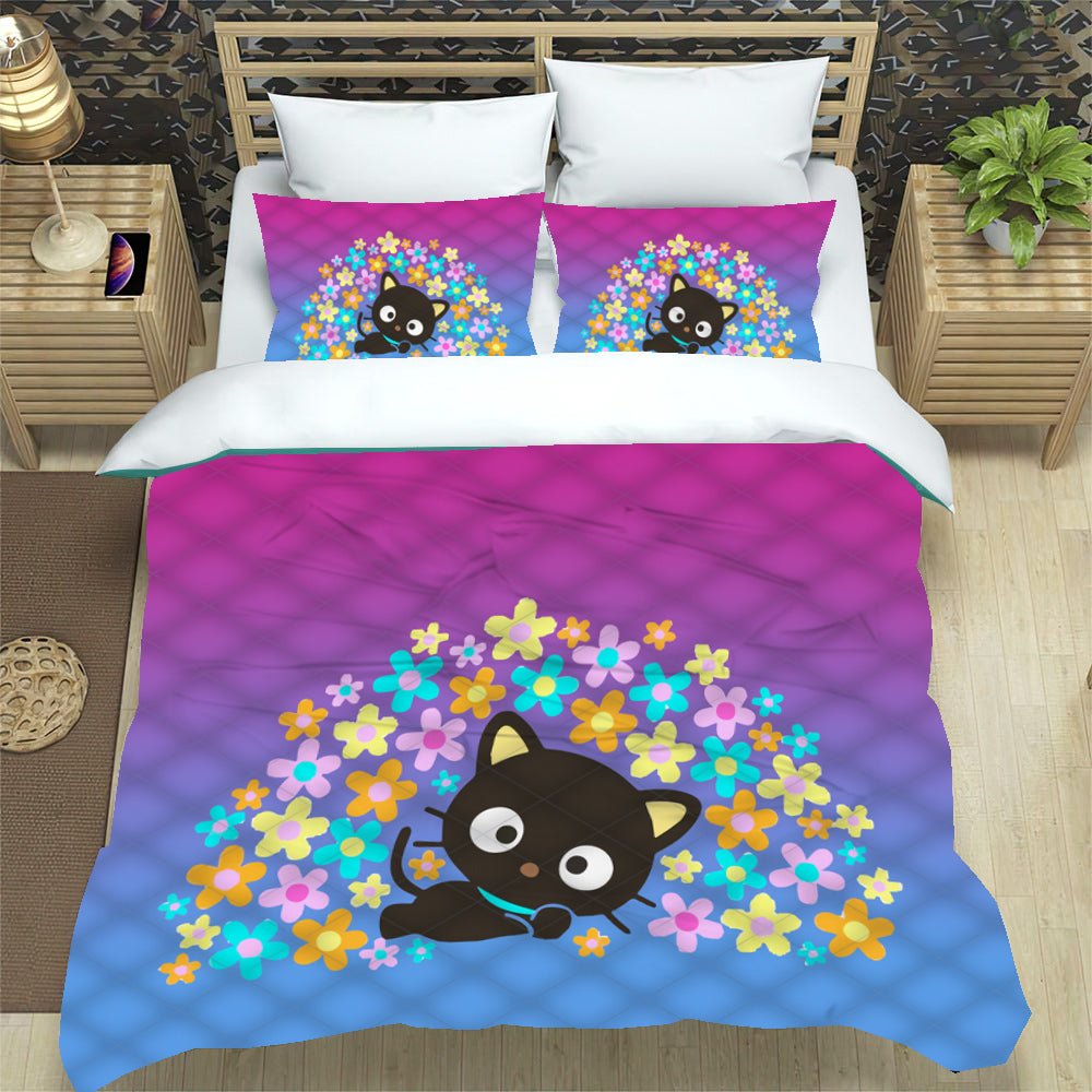 Chococat Bed Set Cute Sanrio Bed Linen Sheets Cartoon Floral Duvet ...