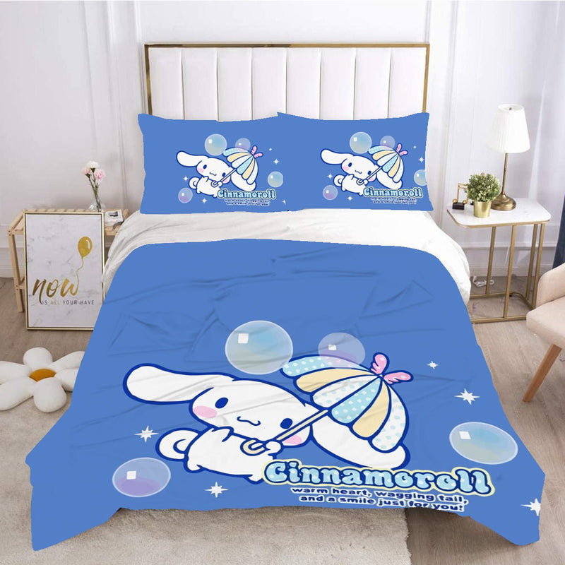 Cinnamoroll Bed Set - Cute Cartoon Blue Duvet Cover & Pillowcase| Lusy ...