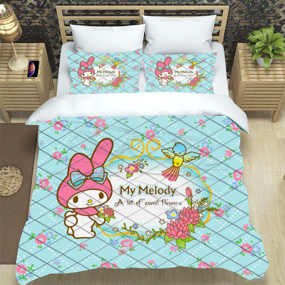 My Melody Bed Set Cute Sanrio Bed Linen Duvet Cover and Quilt Set ...