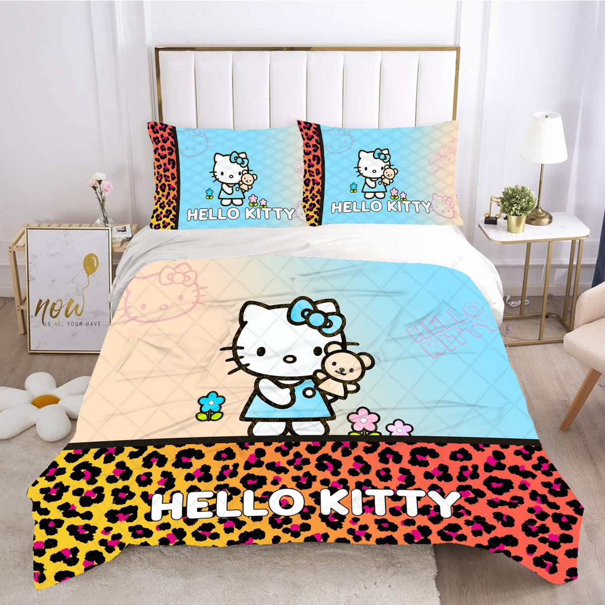 Hello Kitty Bed Set Luxury Design High Quality Blue Bedding Set and ...