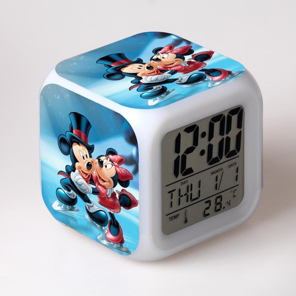 Mickey Mouse Alarm Clock For Kids Bedroom Digital LED 7 Changed Night ...