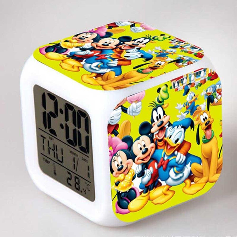 Mickey Mouse Alarm Clock For Kids Bedroom Digital LED 7 Changed Night ...