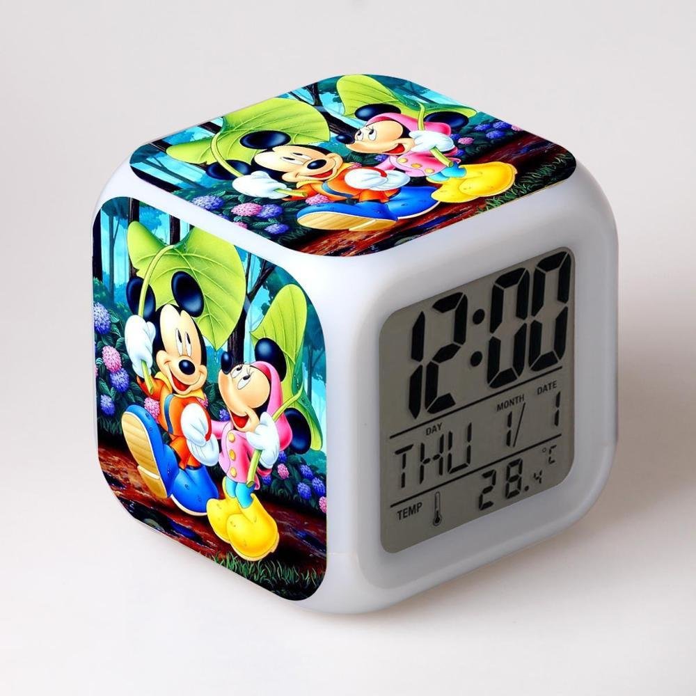 Mickey Mouse Alarm Clock For Kids Bedroom Digital LED 7 Changed Night ...