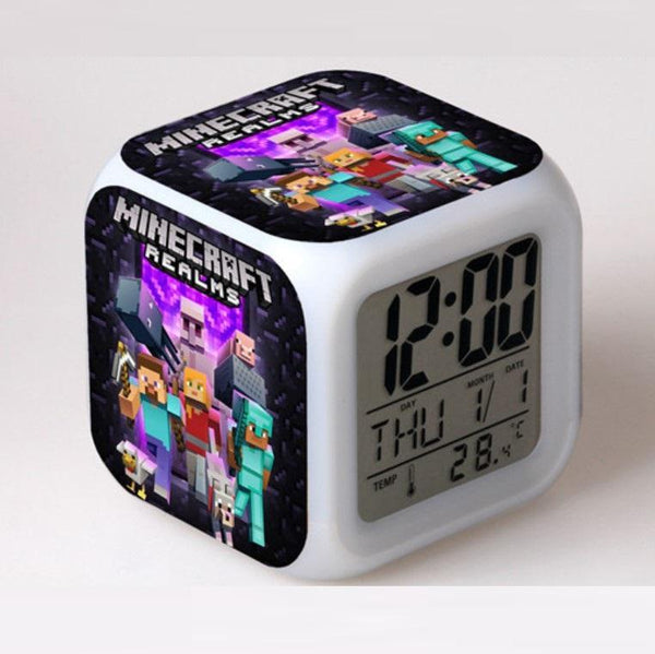 Minecraft Alarm Clock Colorful LED Night Light - Lusy Store LLC| Lusy Store
