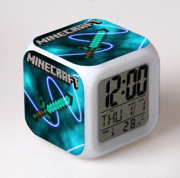 Minecraft Alarm Clock Colorful LED Night Light - Lusy Store LLC| Lusy Store