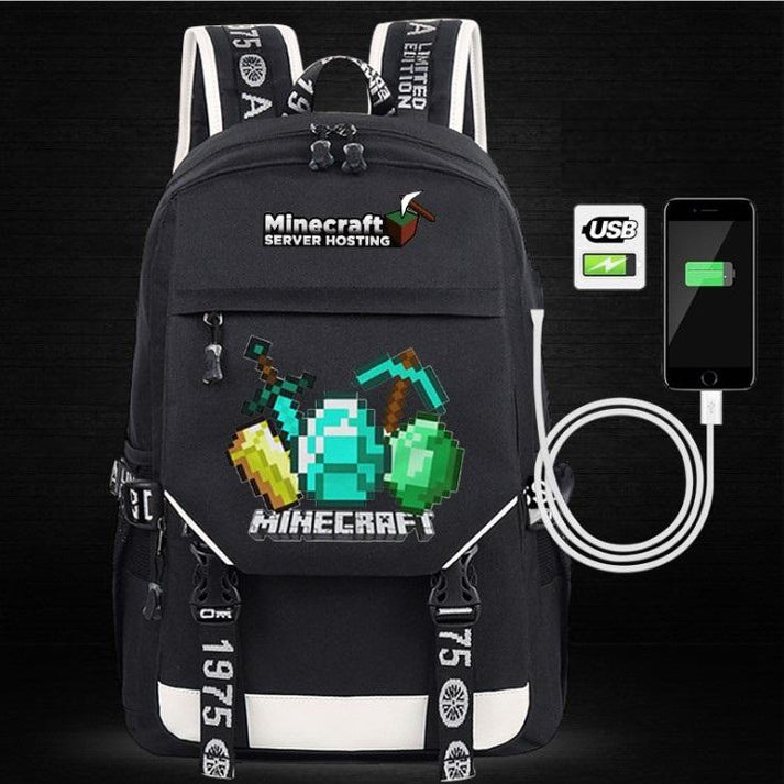 Minecraft Backpack Male Female Students Single Creeper Backpack Unique ...