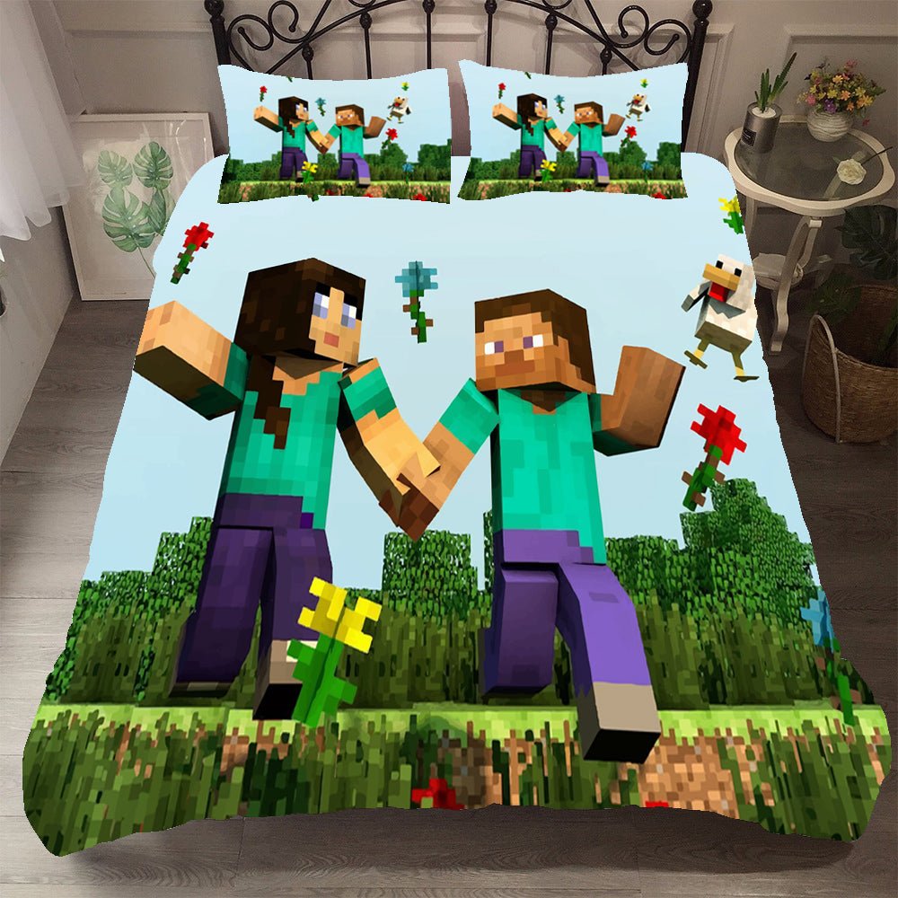 Minecraft Bed Sheets Steve Minecraft Love Twin Full Queen King Bed Set ...