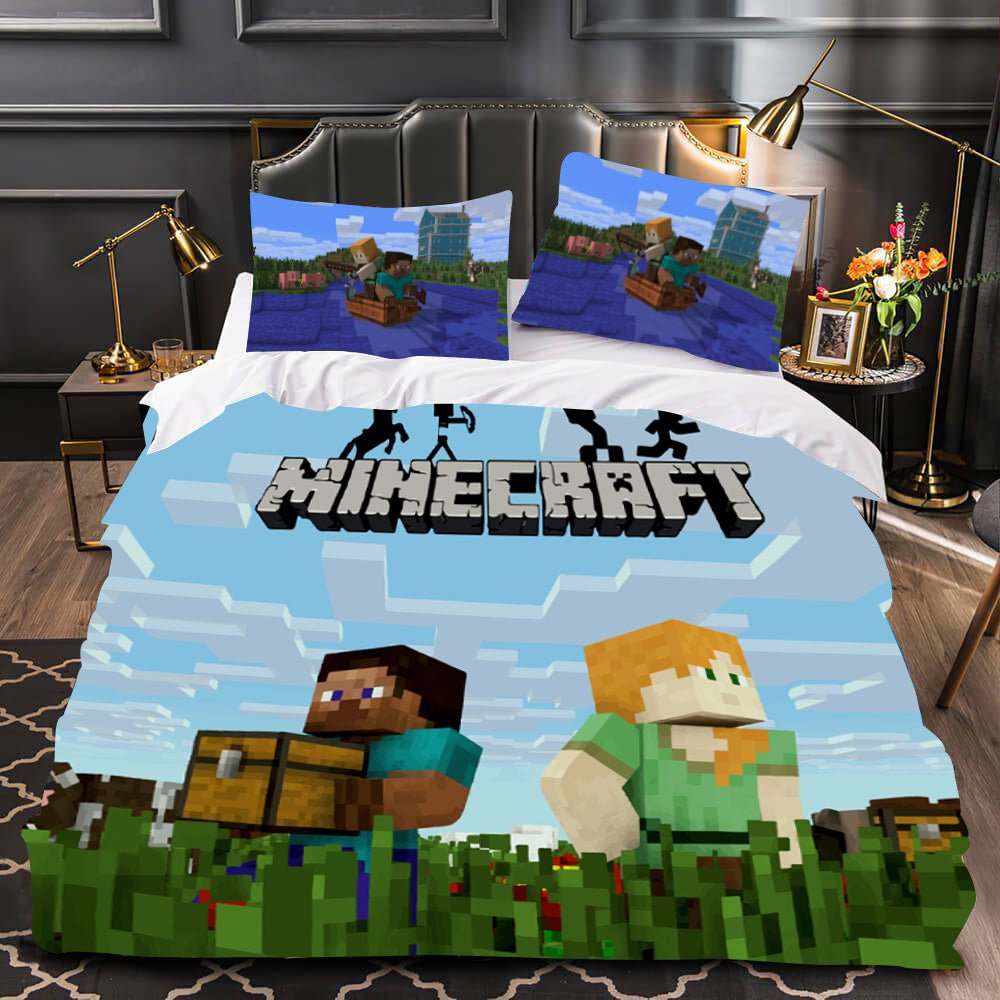 Minecraft Bed Sheets Steve Minecraft Sky Blue Twin Full Queen King Bed ...