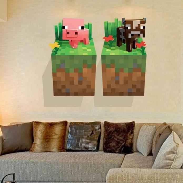 Minecraft Wall Stickers For Kids Room Decal Home 3D – Lusy Store