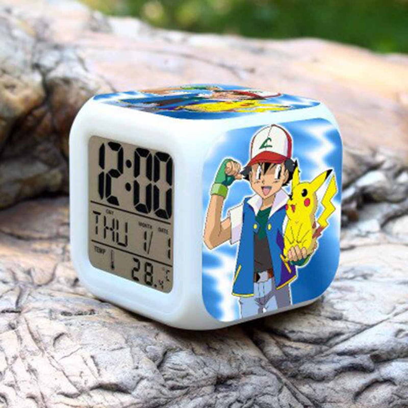 Pokemon Alarm Clock - Digital LED Night Light with 7 Colors for Kids ...