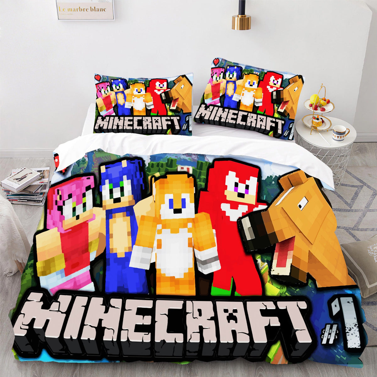 Sonic Minecraft Bed Sheets Characters Minecraft Duvet Covers Twin Full ...