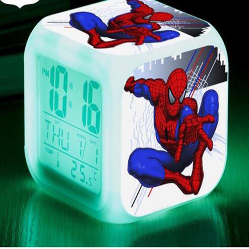 Spiderman Alarm Clock for Kids - Color Changing 7 Colors LED Alarm ...