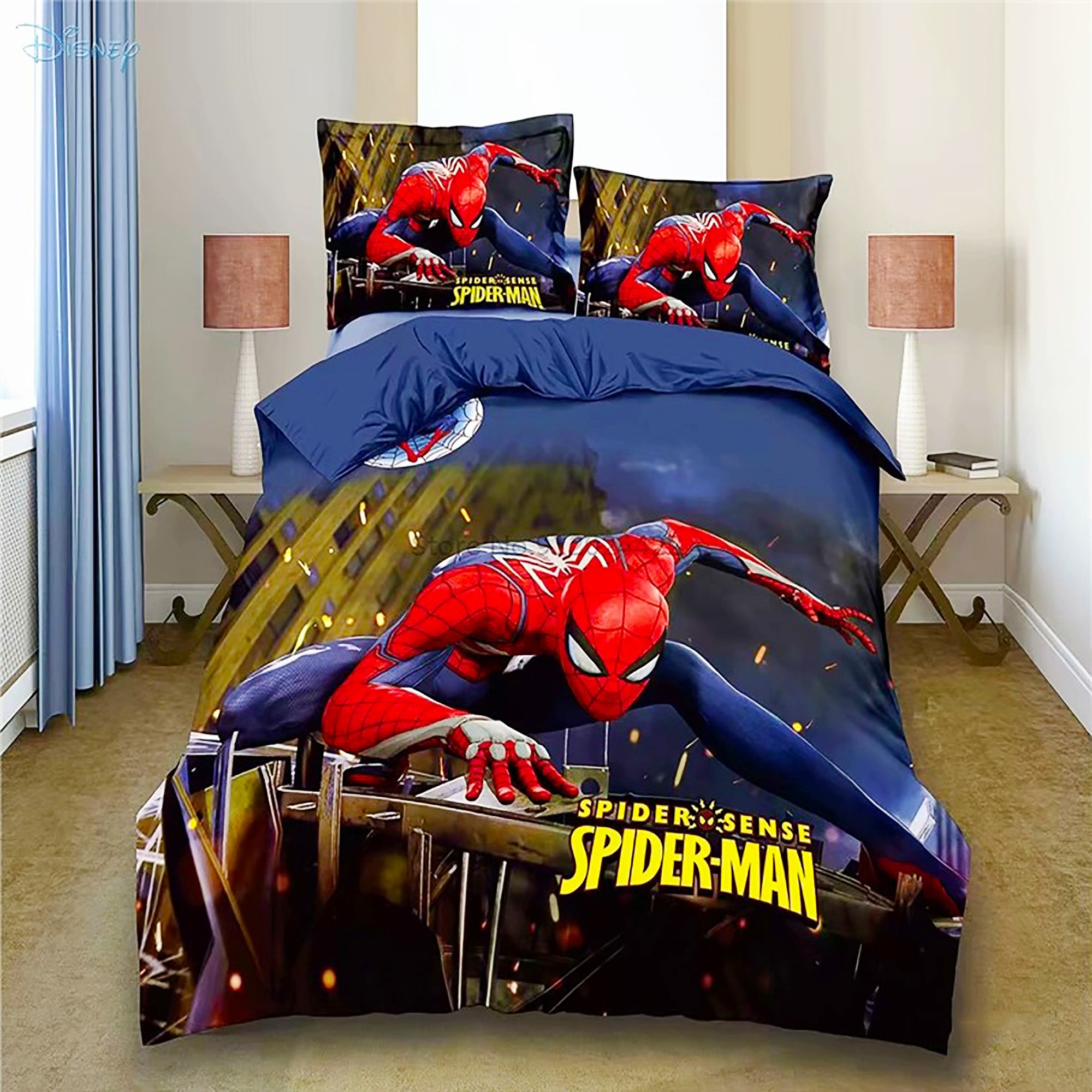 Spiderman Bed Set New Navy Blue Duvet Cover Bed Sheet D586 – Lusy Store